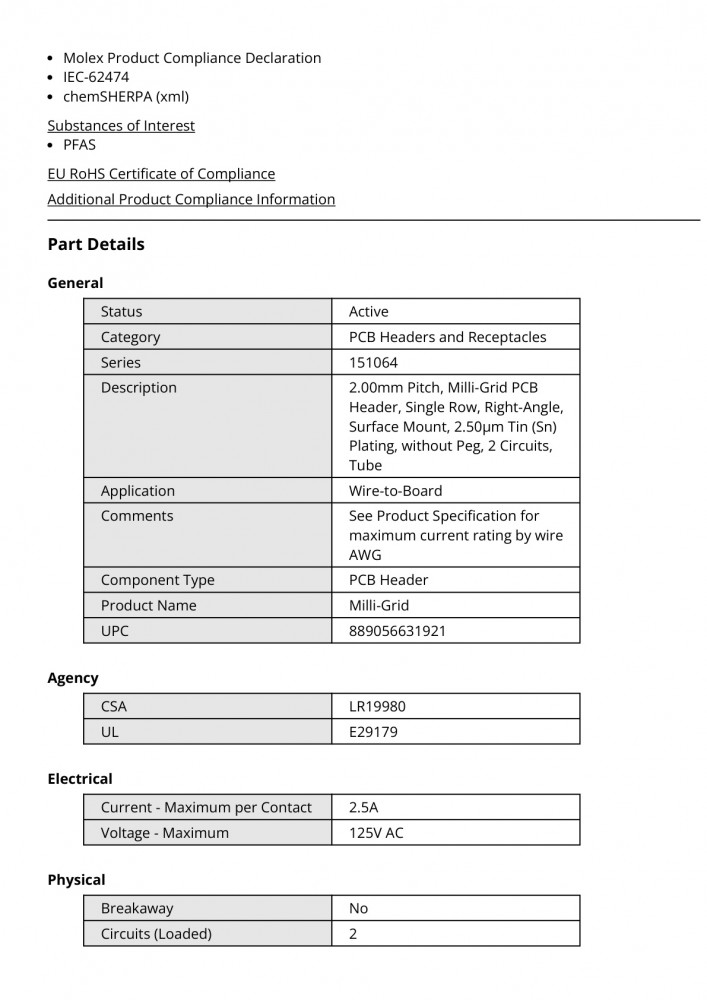Molex 1510641002 product specification page 2