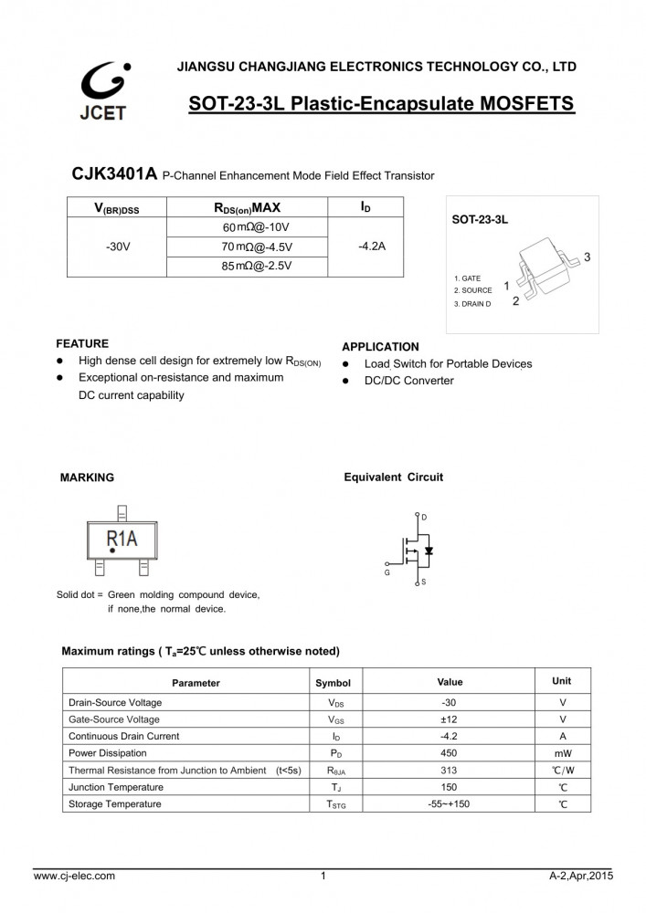 CJK3401 datasheet page 1