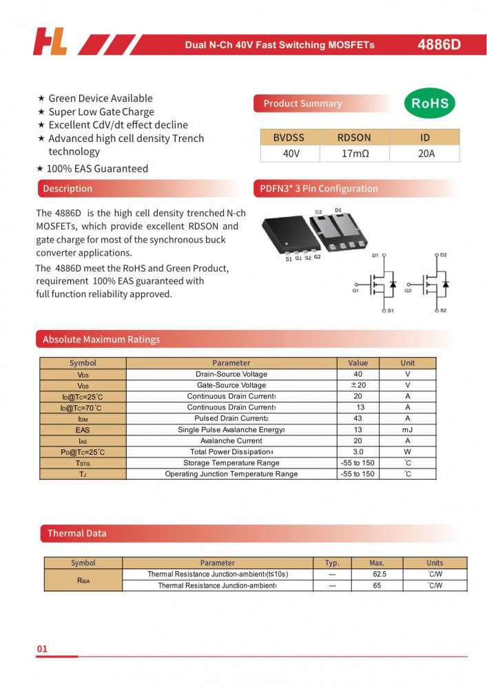 HL 4886D datasheet page 1