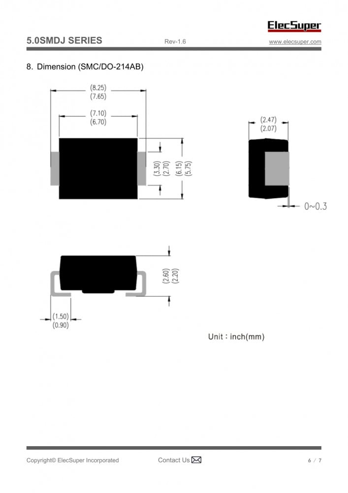 ElecSuper 5.0SMDJ58CA datasheet page 6