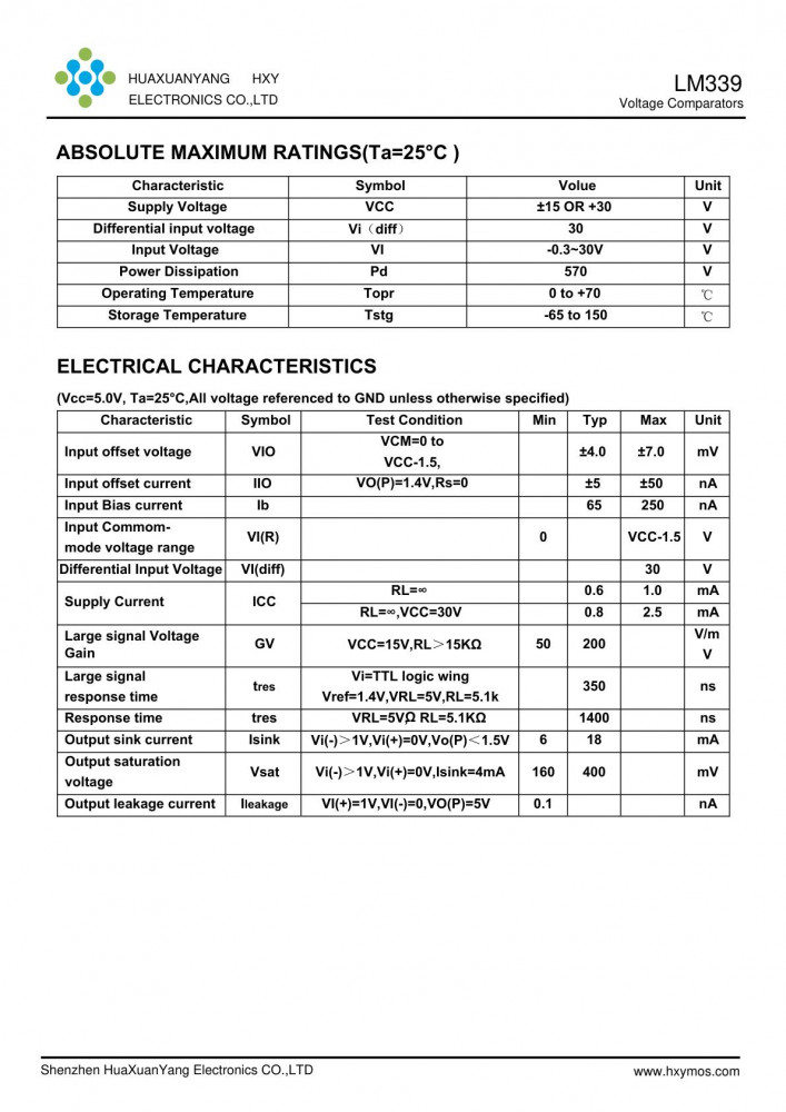 LM339-HXY datasheet page 2