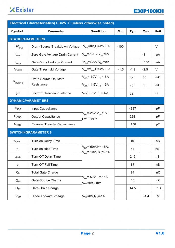 E38P100KH datasheet page 2