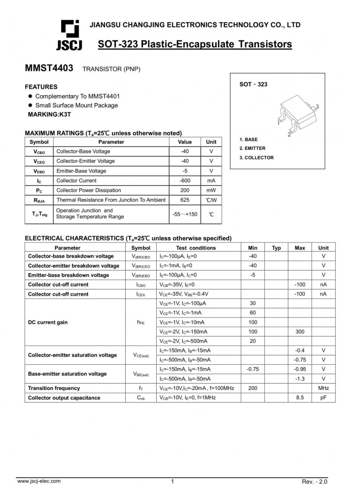 MMST4403 datasheet page 1