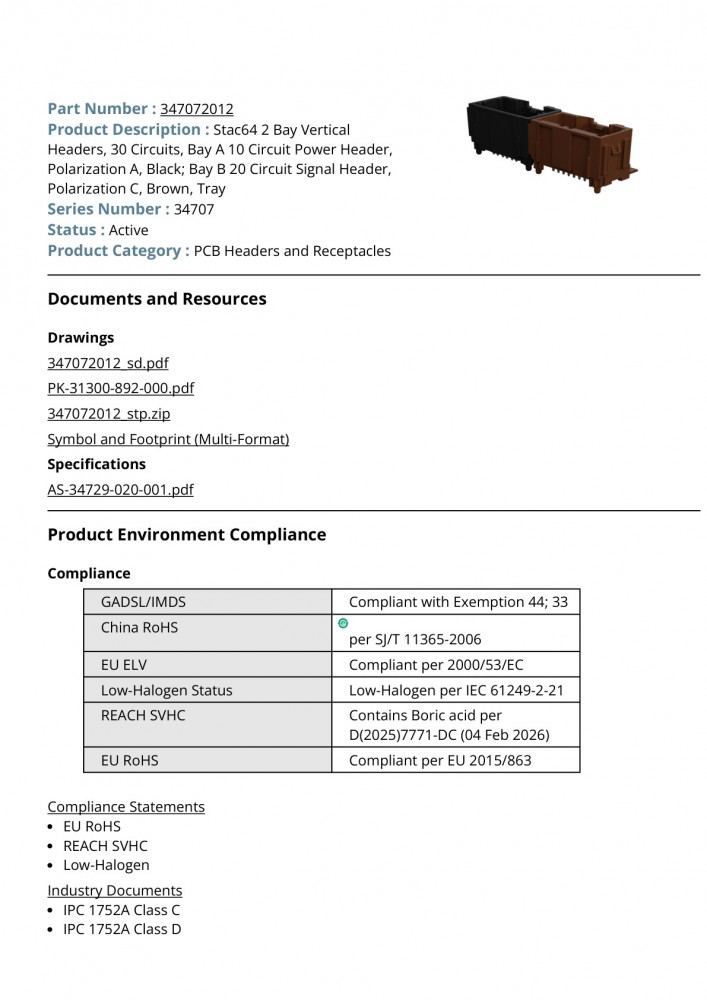 MOLEX 347072012 technical document preview, page 1