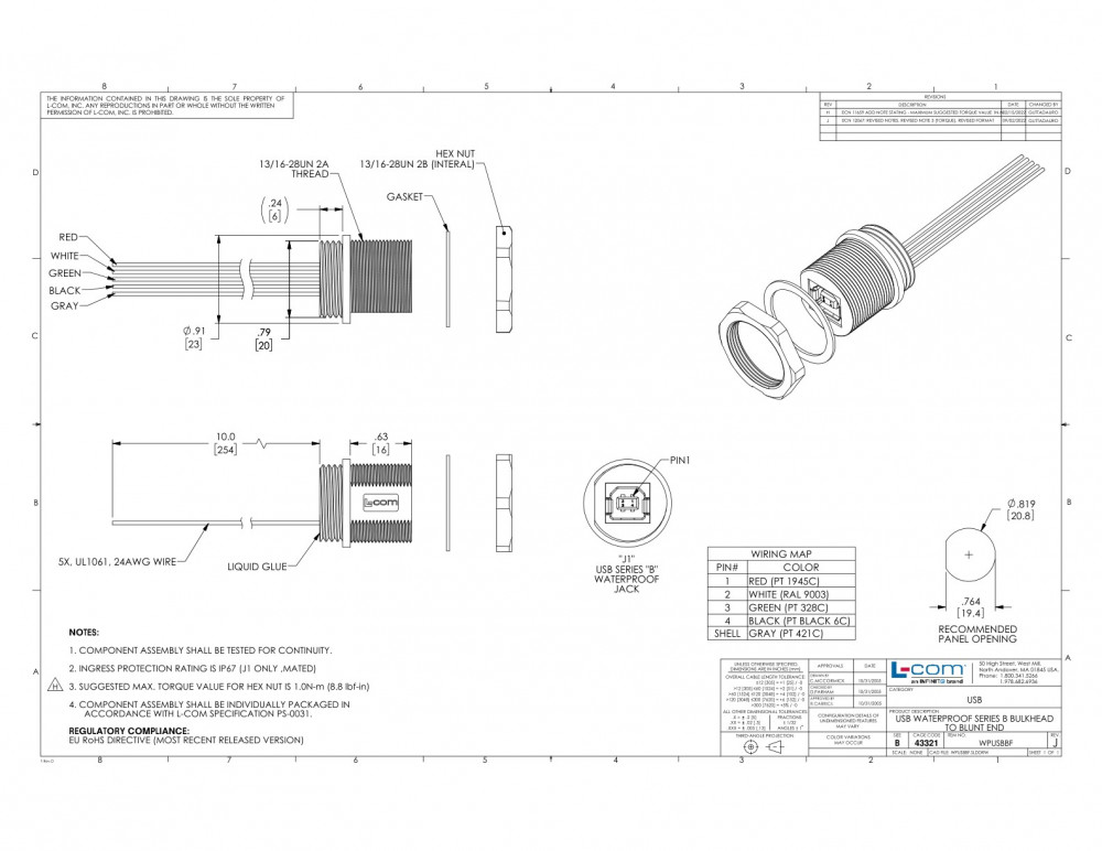L-com WPUSBBF technical drawing