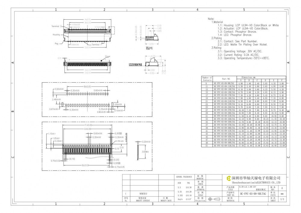 HCTL HC-FPC-03-09-11RLTAG technical drawing page 1