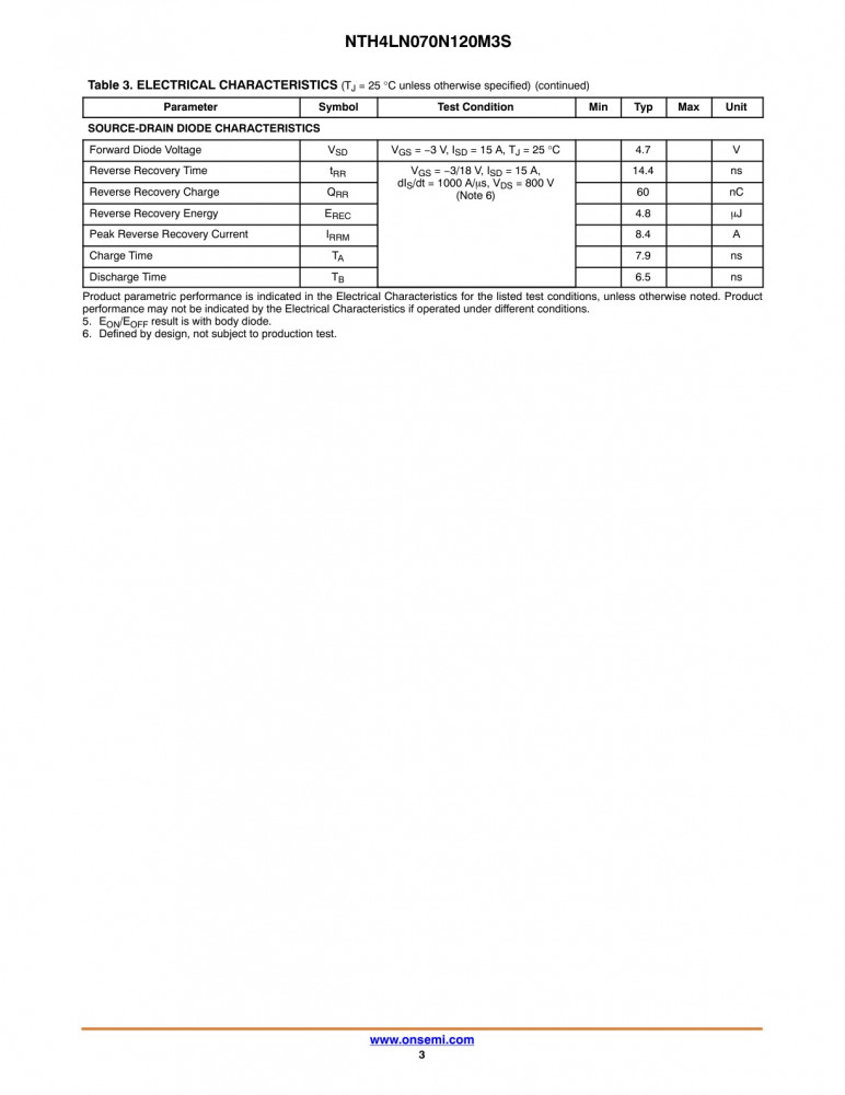 NTH4LN070N120M3S datasheet page 3