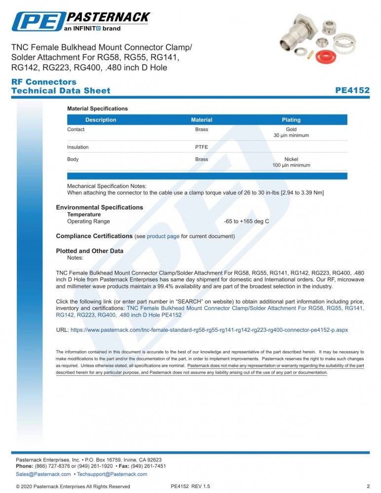PE4152 technical datasheet page 2