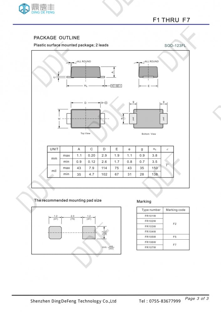 DDF F1 datasheet page 3