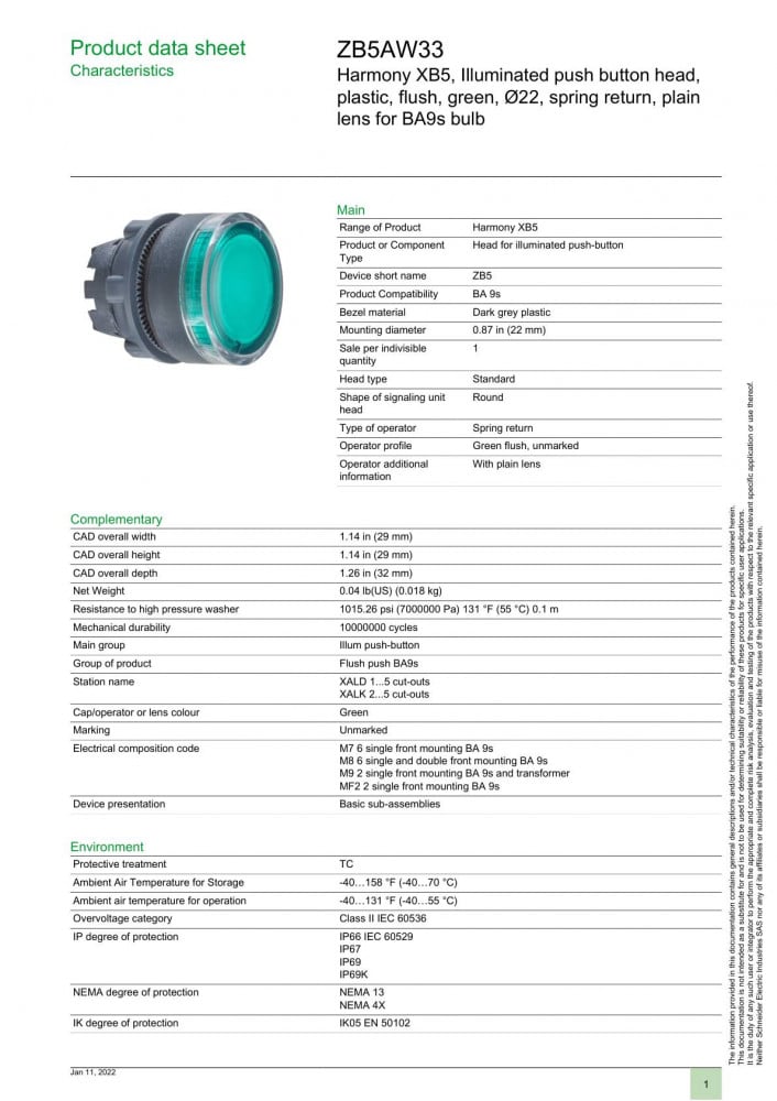 ZB5AW33 technical document page 1