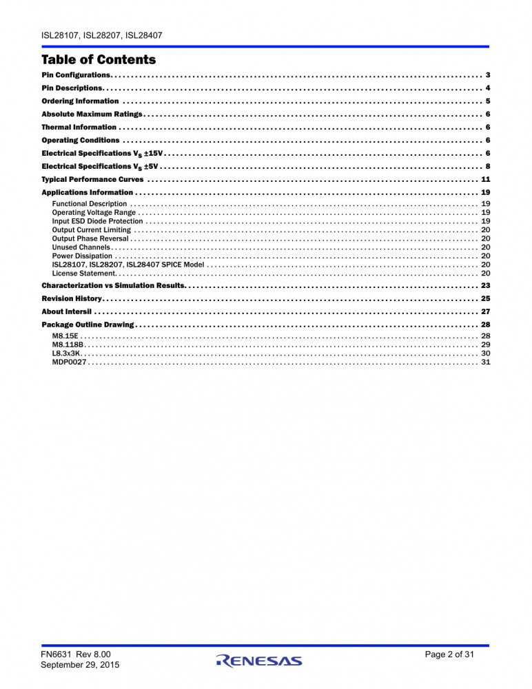 ISL28407 datasheet page 2