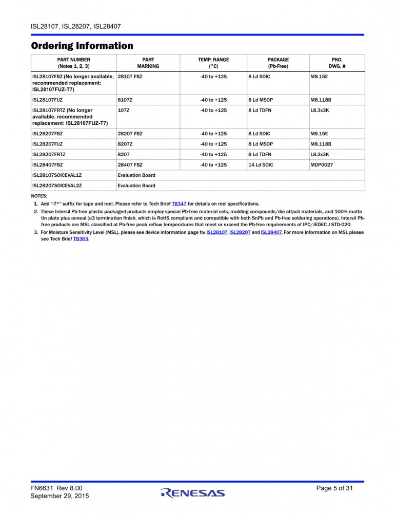 ISL28407 datasheet page 5
