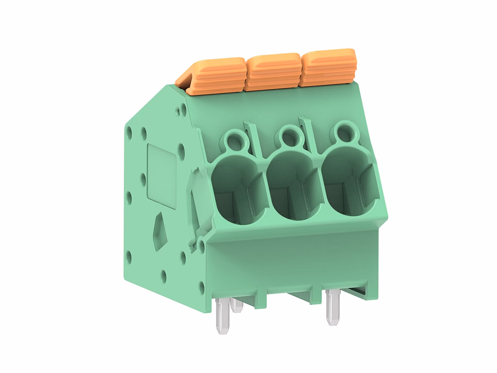 7.50mm Pitch Lever Activated Fixed Mount PCB Terminal Block, 35° Wire Entry, Left Front Terminal, 3 Circuits for sale