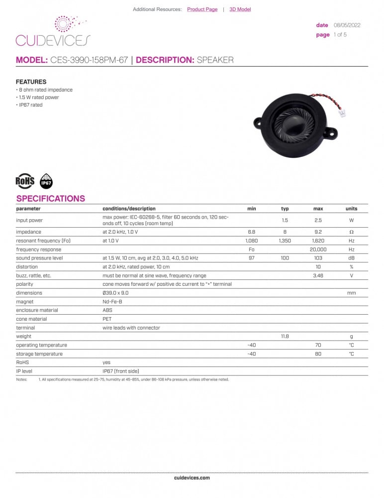 CES-3990-158PM-67 datasheet page 1