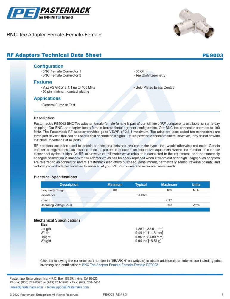 PE9003 technical document page 1