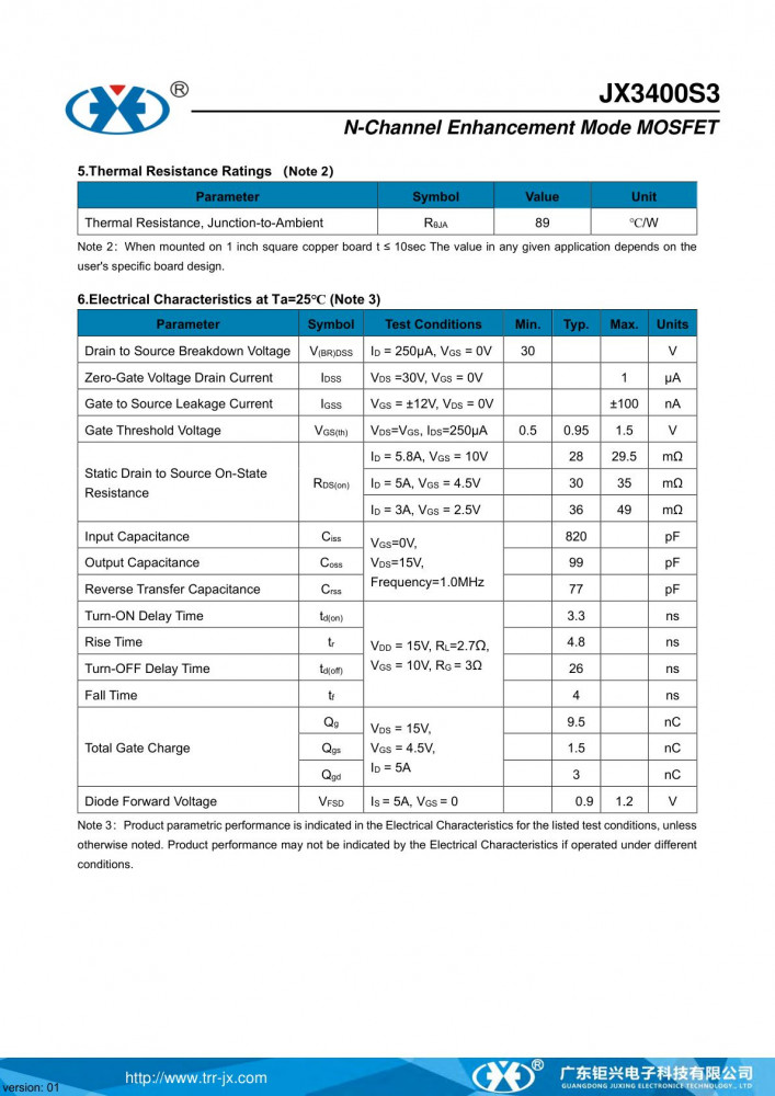 JX3400S3 datasheet page 2