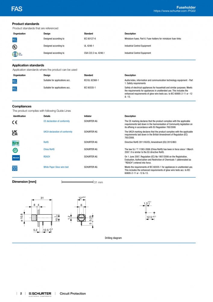 SCHURTER 0031.3501 datasheet page 2
