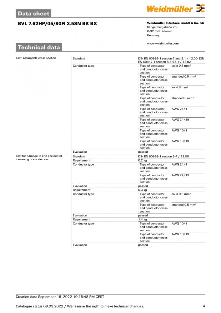 Weidmüller 1928420000 approval data page