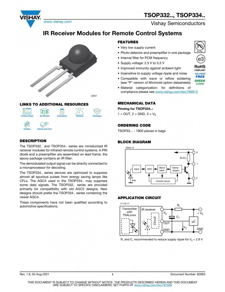 TSOP33236 datasheet page 1