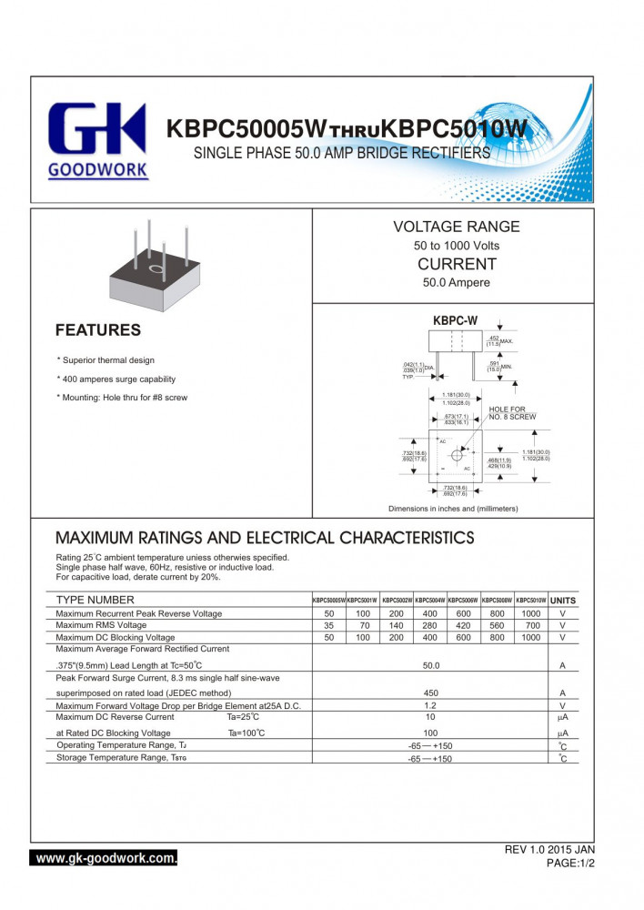 KBPC5010W datasheet page 1