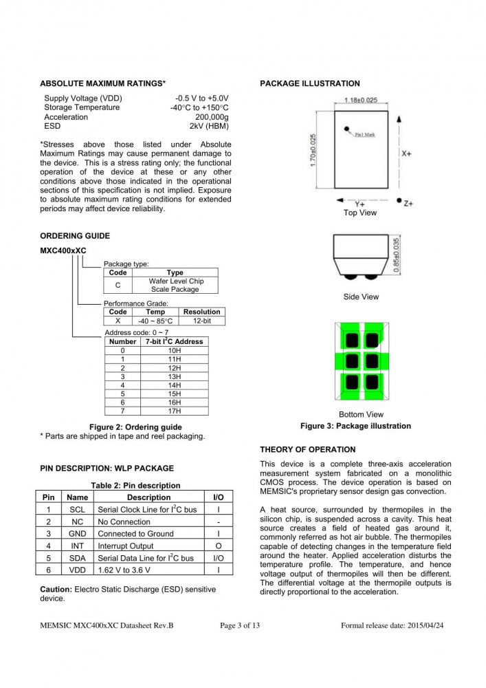 MXC4005XC datasheet page 3
