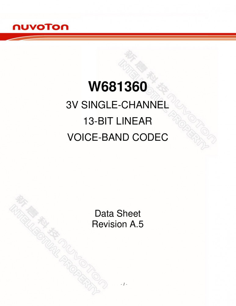 W681360 datasheet page 1