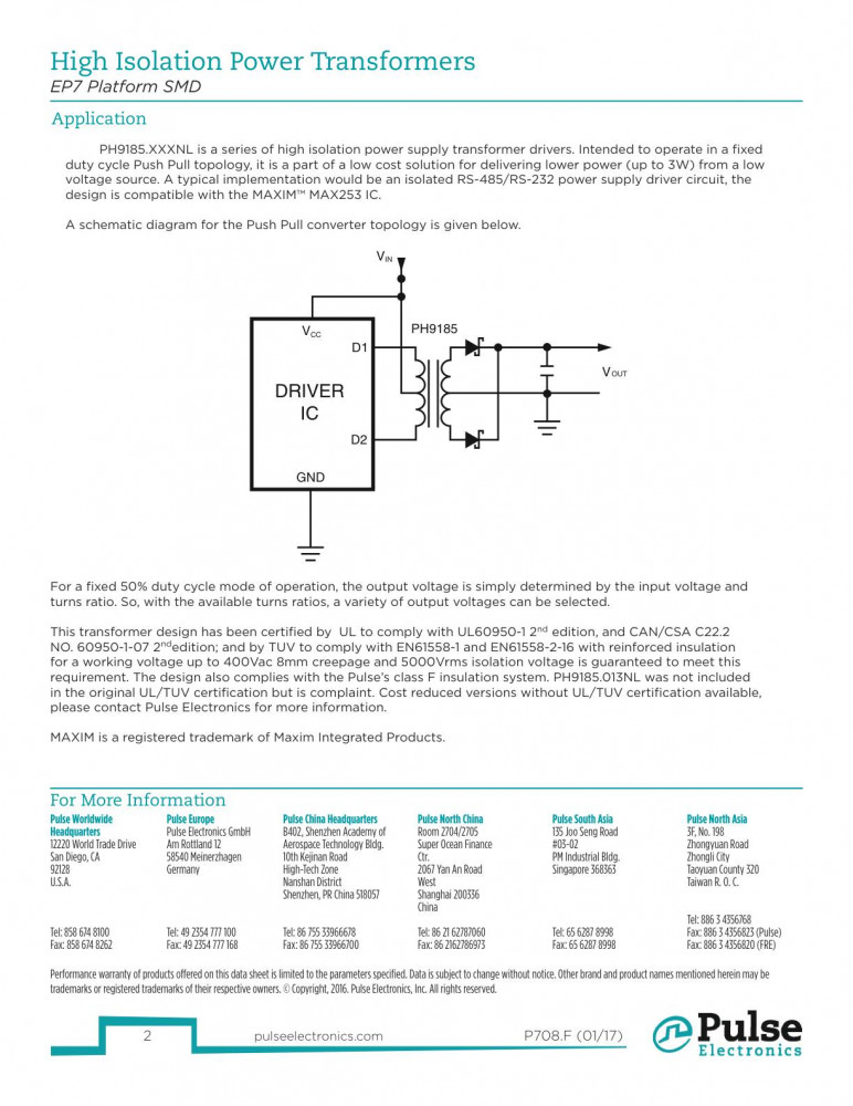 PH9185 series datasheet page 2