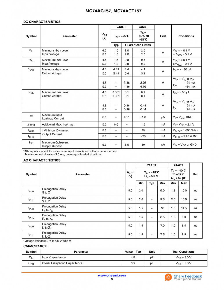 MC74AC157 datasheet page 5