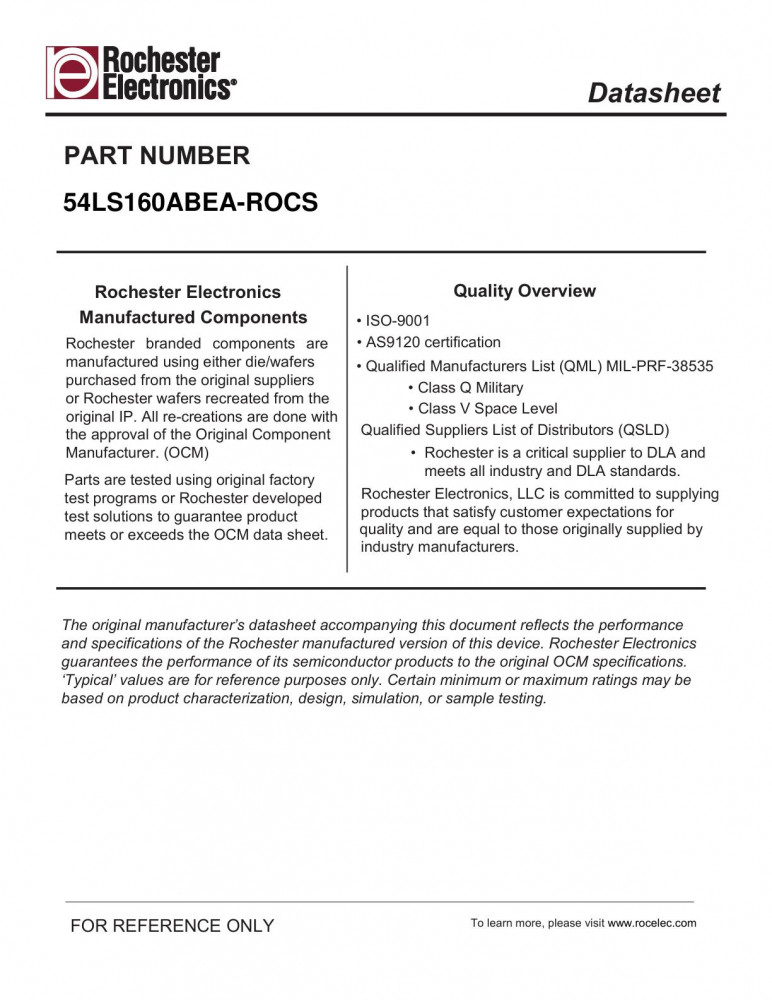 54LS160A datasheet page 1
