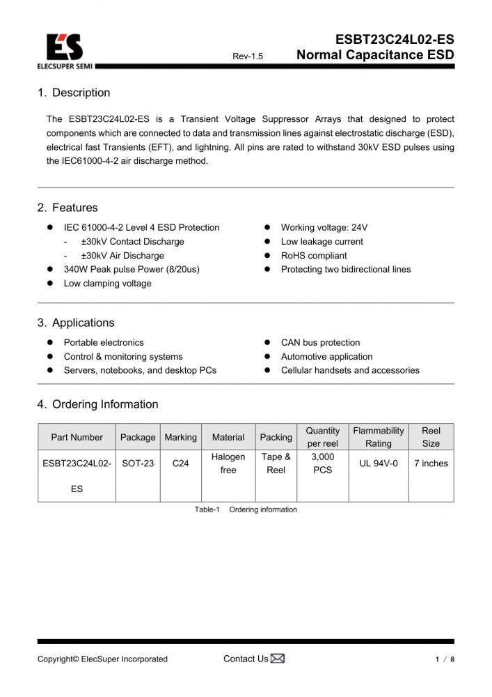 ESBT23C24L02-ES datasheet page 1