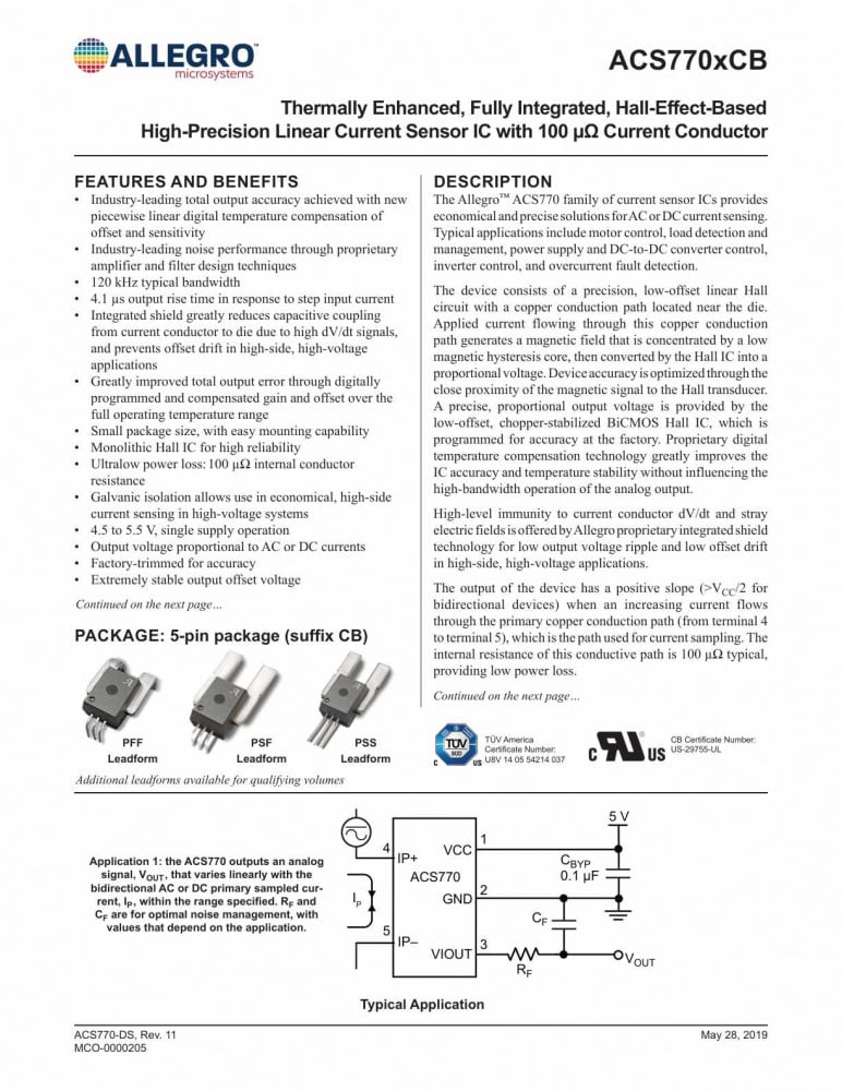 ACS770 datasheet page 1