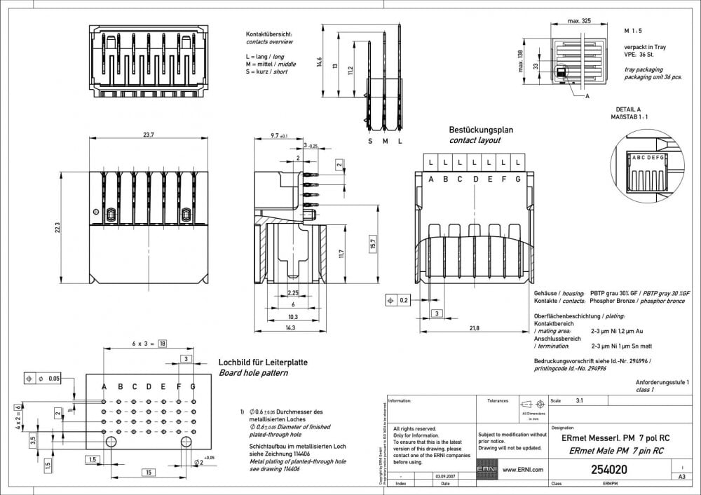 TE Connectivity ERNI 254020 ERmet Male PM 7 pin RC drawing