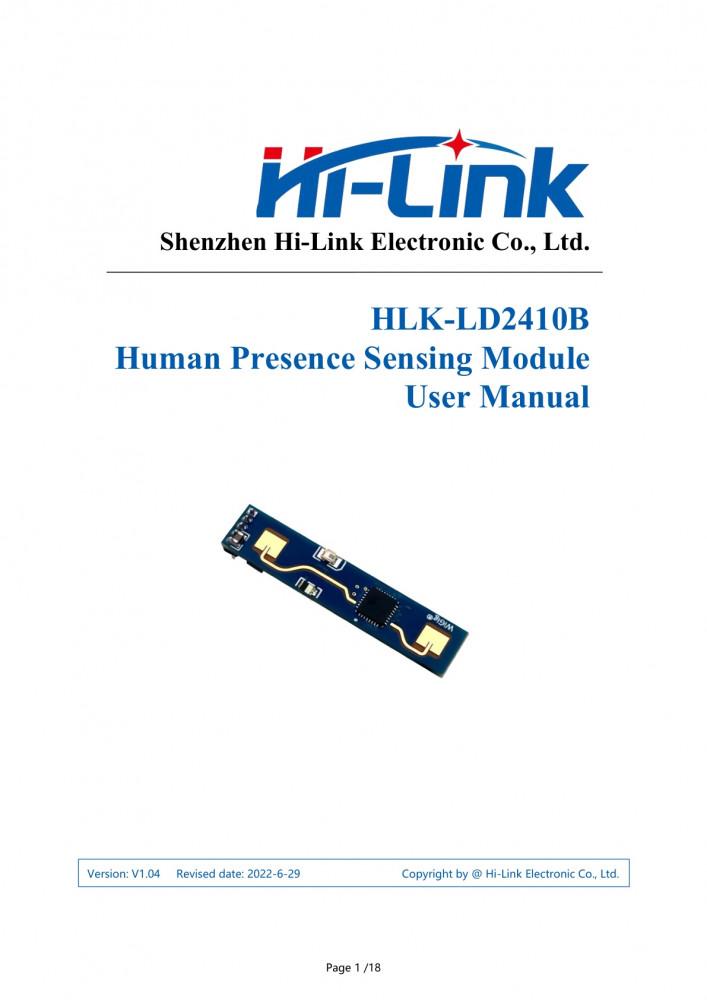 HLK-LD2410B-P manual page 1