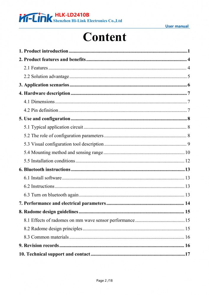 HLK-LD2410B-P manual page 2