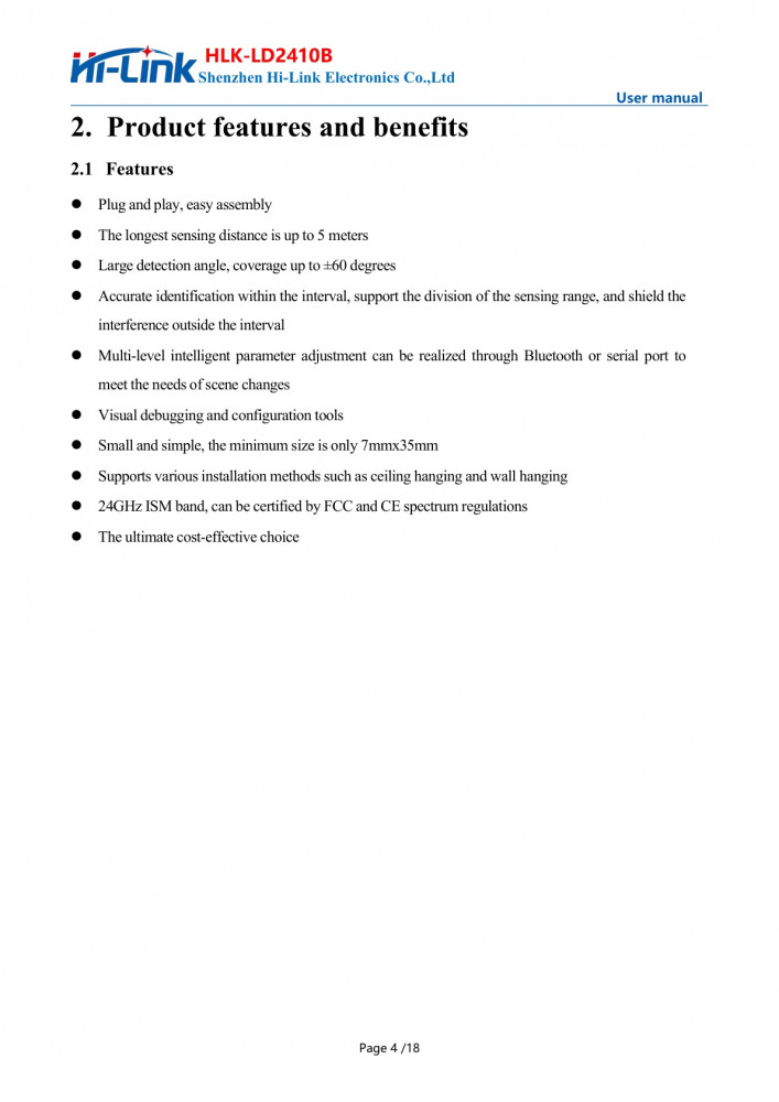 HLK-LD2410B-P manual page 4