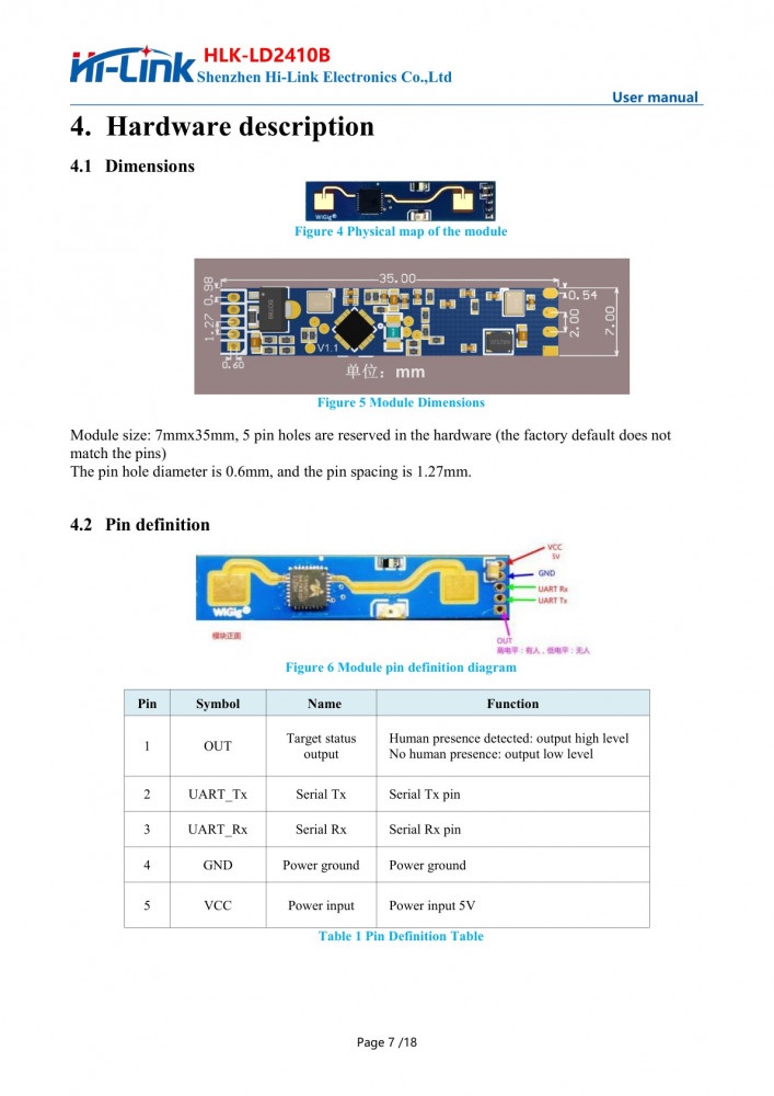 HLK-LD2410B-P manual page 7