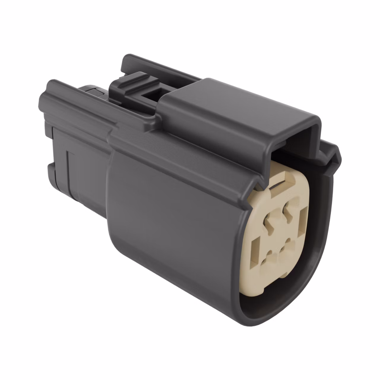 MX150 Mat-Sealed Female Connector Assembly, Dual Row, 4 Circuits, Keying Option C, without Connector Position Assurance, with Open Standard Grommet Cap, Dark Gray for sale