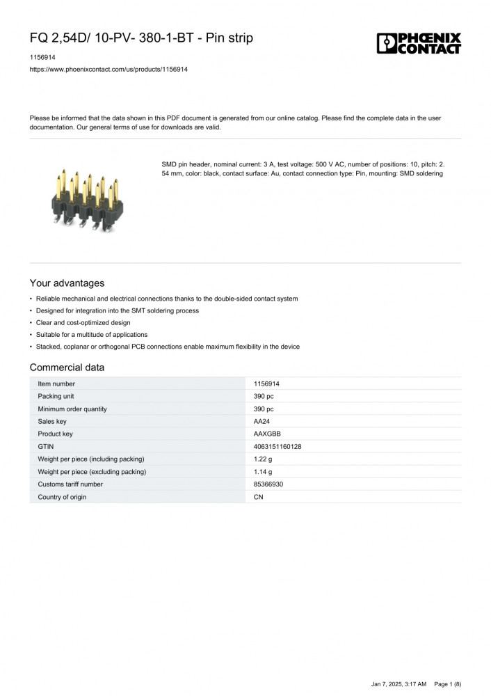 Phoenix Contact 1156914 datasheet page 1