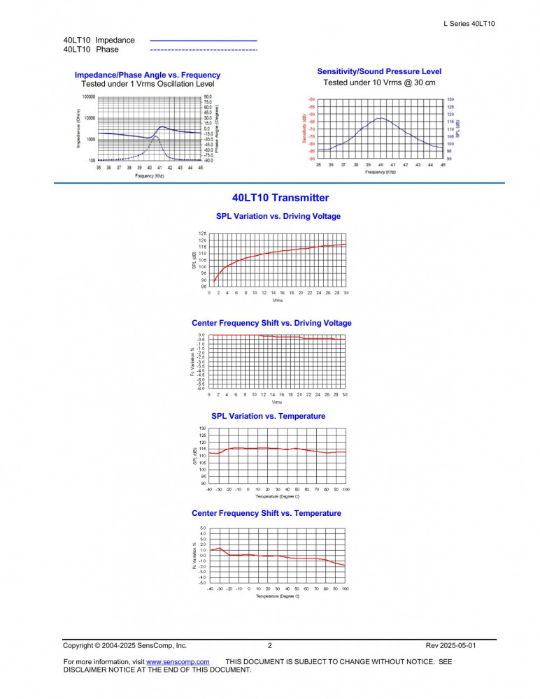 SensComp L Series 40LT10 product sheet, page 2