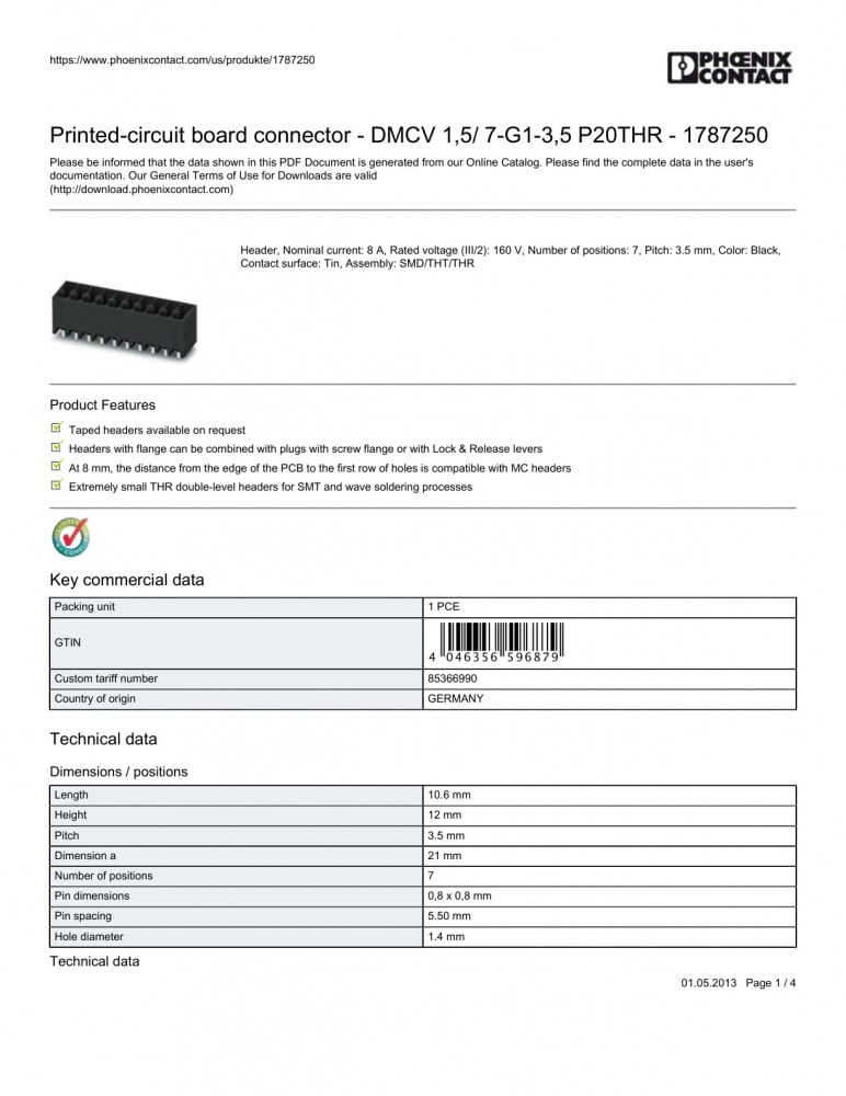 Phoenix Contact 1787250 technical document image 1