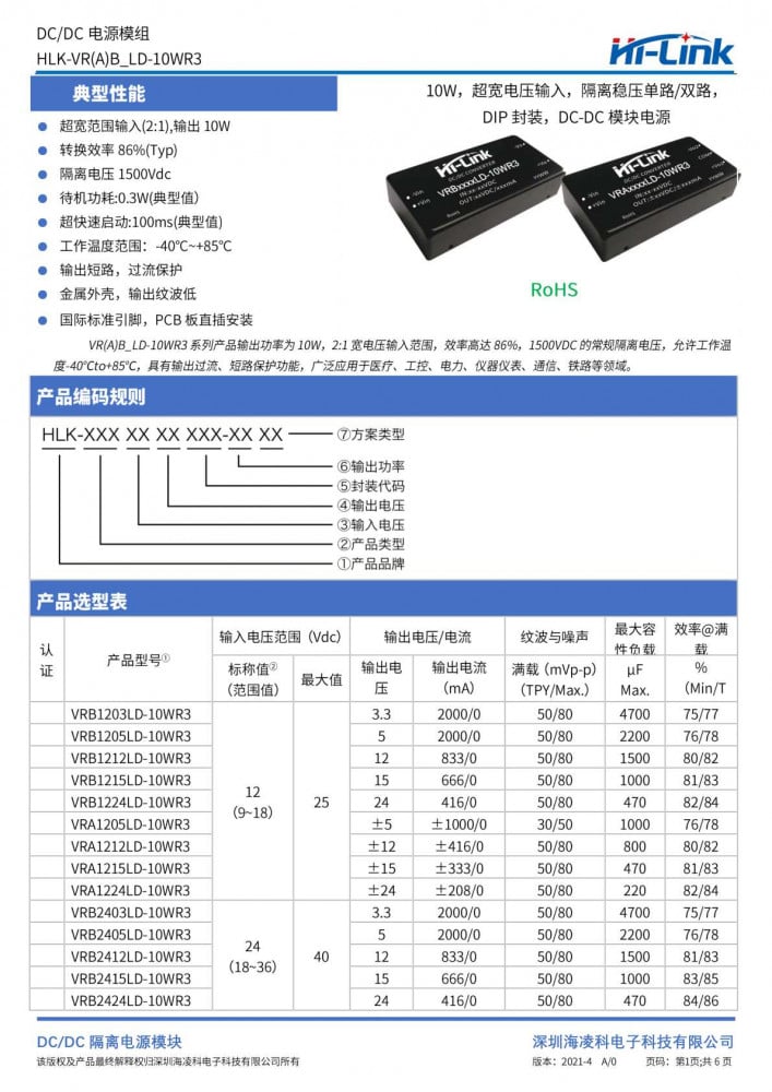 VRB2412LD-10WR3 datasheet page 1