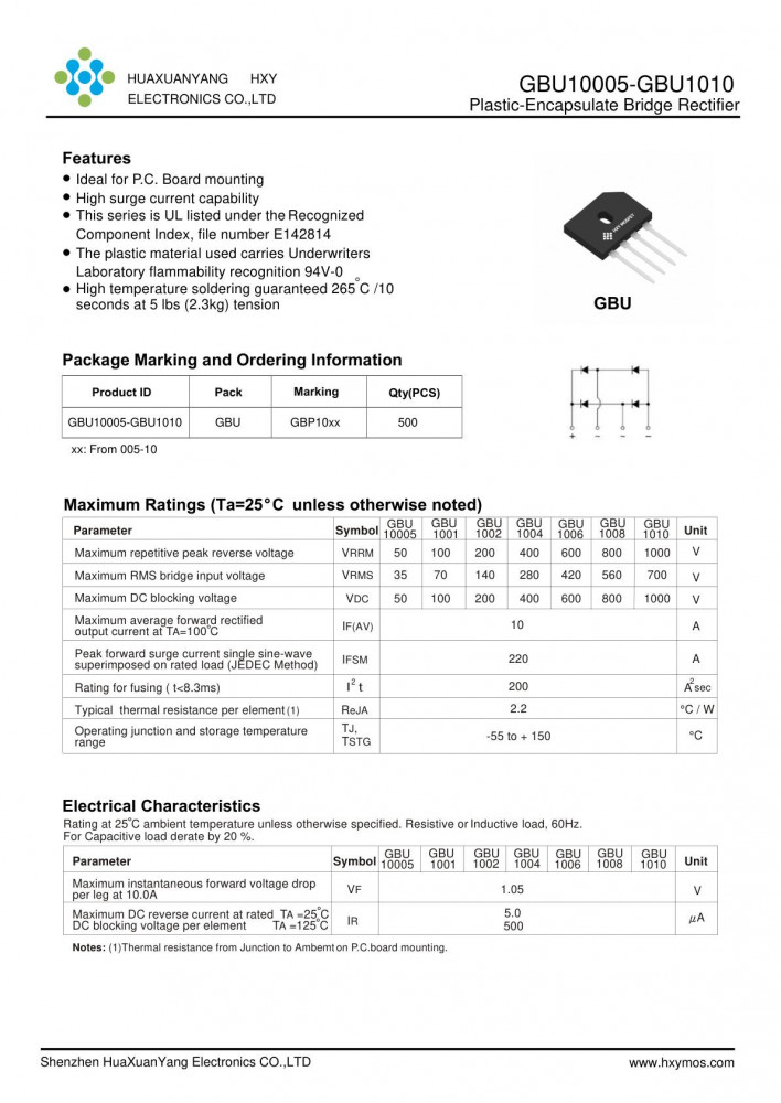 GBU1010 datasheet page 1