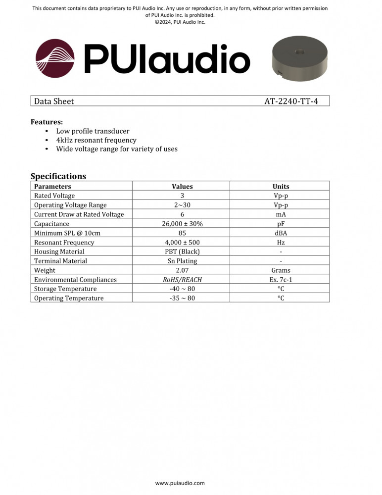AT-2240-TT-4 datasheet page 1