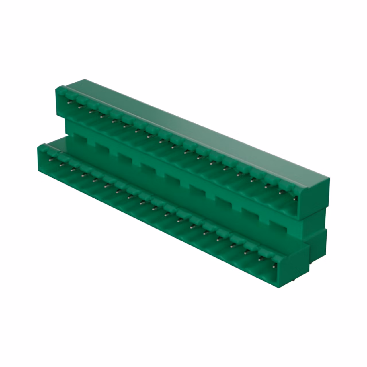 5.00mm Pitch Eurostyle Horizontal Dual Level PCB Header, Closed Ends, Green Housing, 38 Circuits for sale