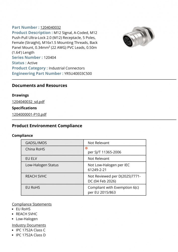Molex UL 2.0 product specification page 1