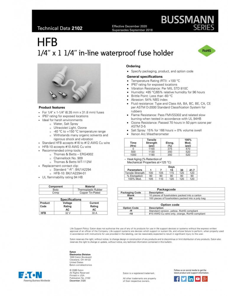 EATON BK/HFB-R technical document page