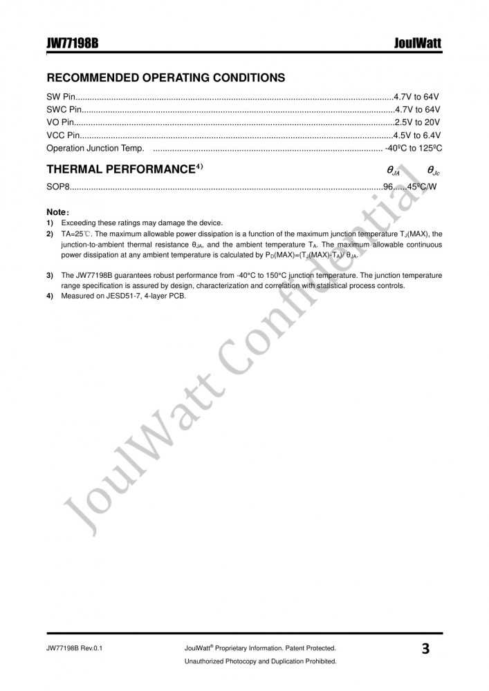 JW77198B datasheet page 3