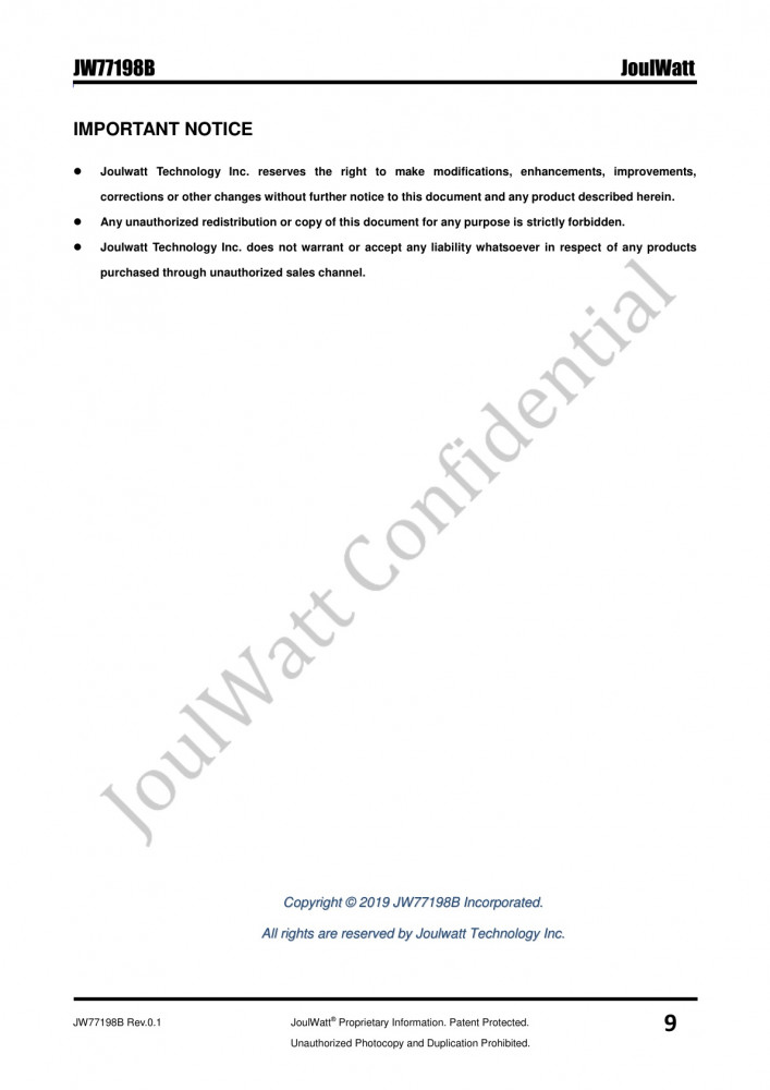 JW77198B datasheet page 9