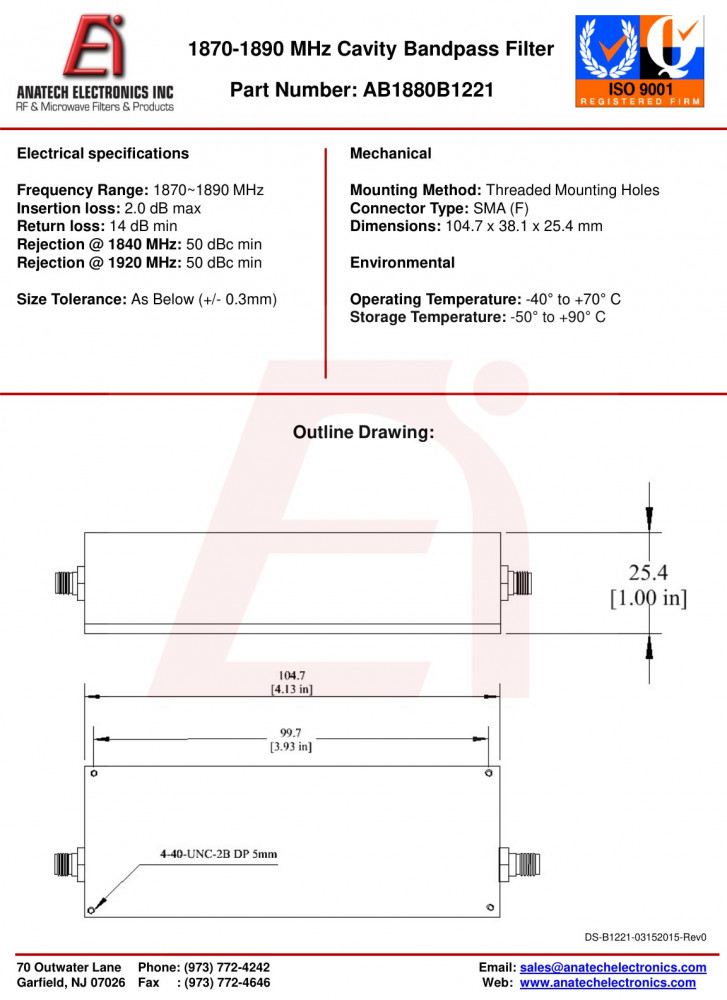 AB1880B1221 outline drawing
