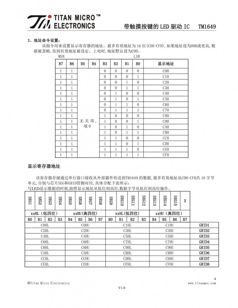 TM1649 datasheet page 4